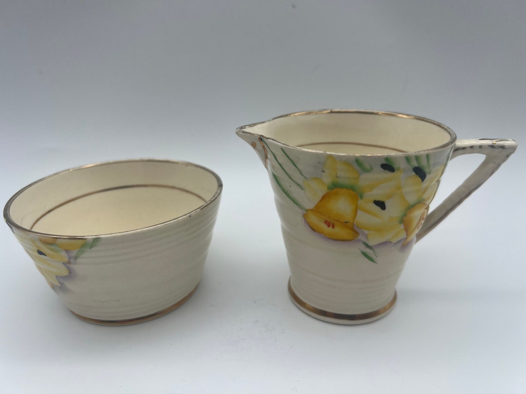 Phoenix Ware Bone China Cream & Sugar Set. Made in England With Gold ...