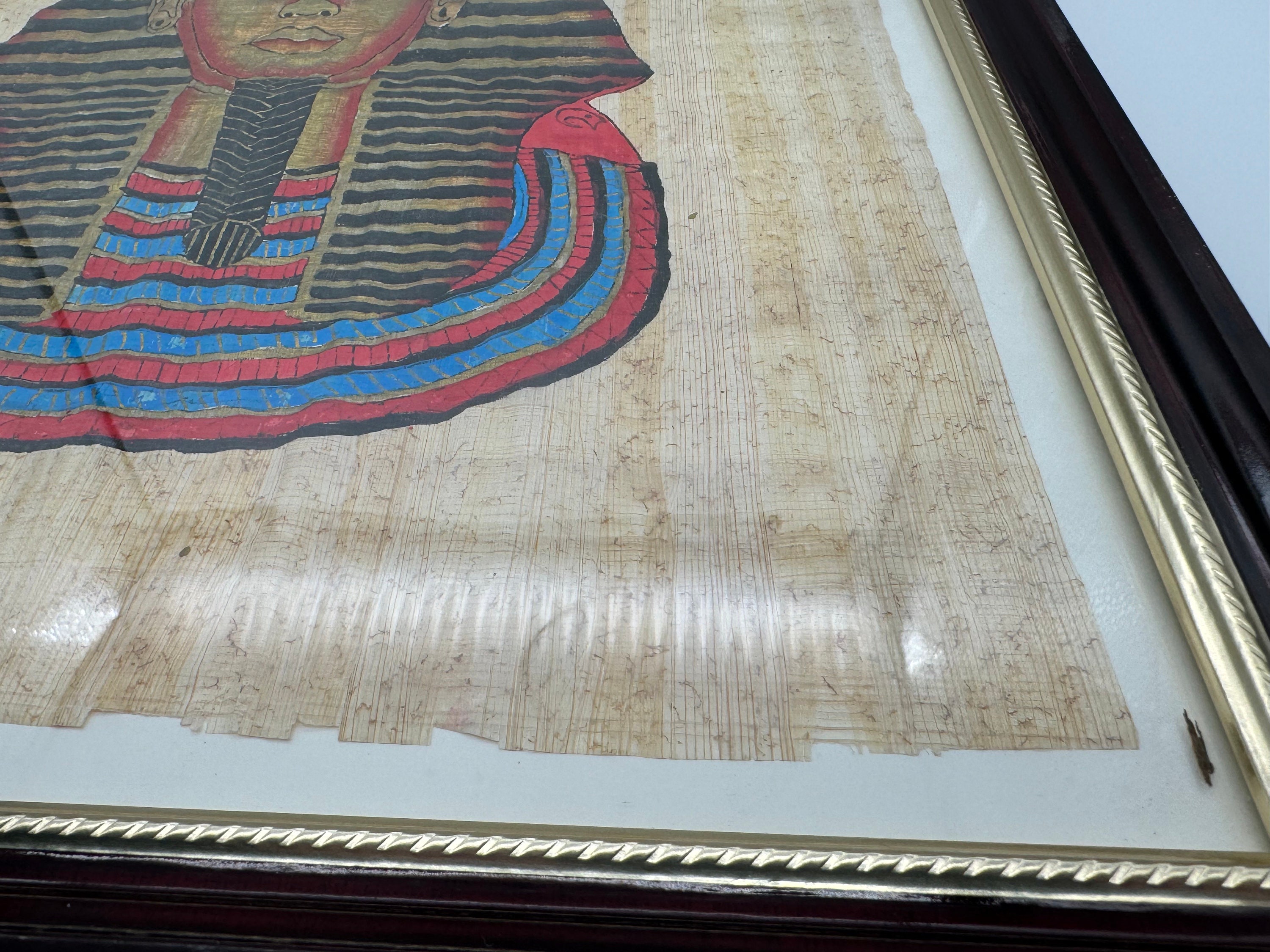 Vintage Egyptian Papyrus Painting of Tutankhamun Hand Painted Beautiful ...