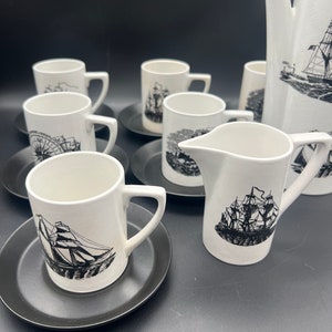 Portmeirion Pottery Sailing Ships Coffee Set. Pot, Cups and Milk Jug - Etsy