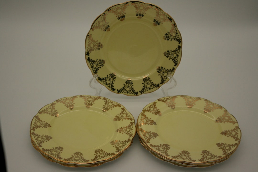 Royal Albert Vintage Gold Lattice Dessert / Cake / Bun Plates Set of 6 ...
