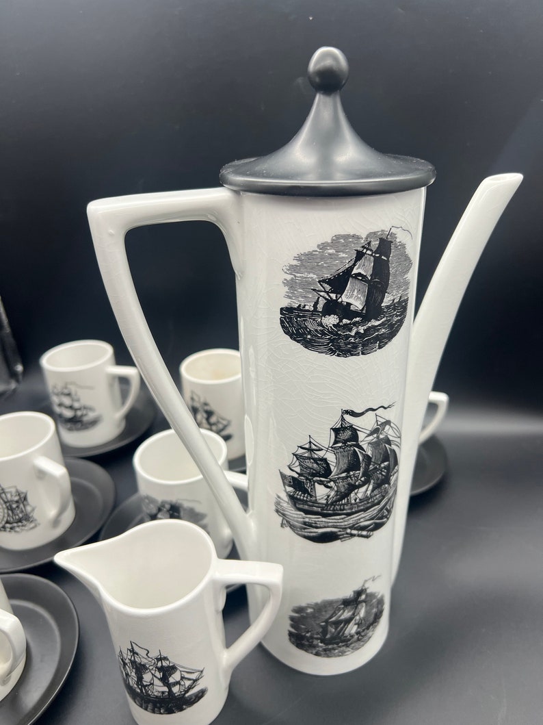 Portmeirion Pottery Sailing Ships Coffee Set. Pot, Cups and Milk Jug - Etsy