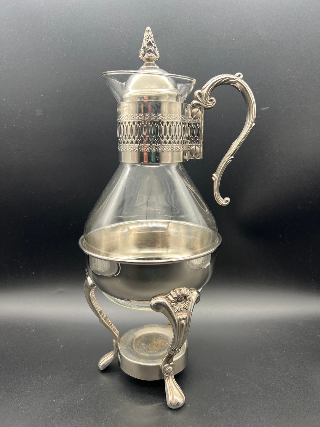 Vintage Silver Plated Glass Coffee Carafe Elegance EP Brass Made in ...