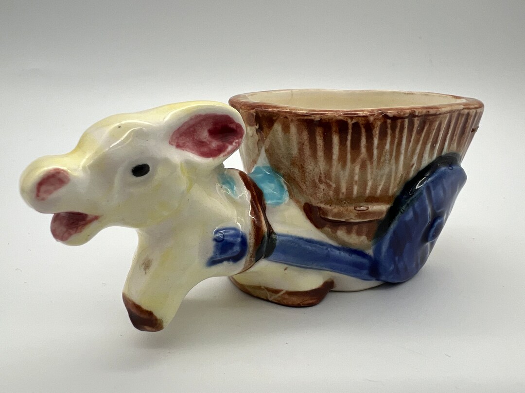 Vintage Small Porcelain Japanese Donkey With Cart Planter - Etsy
