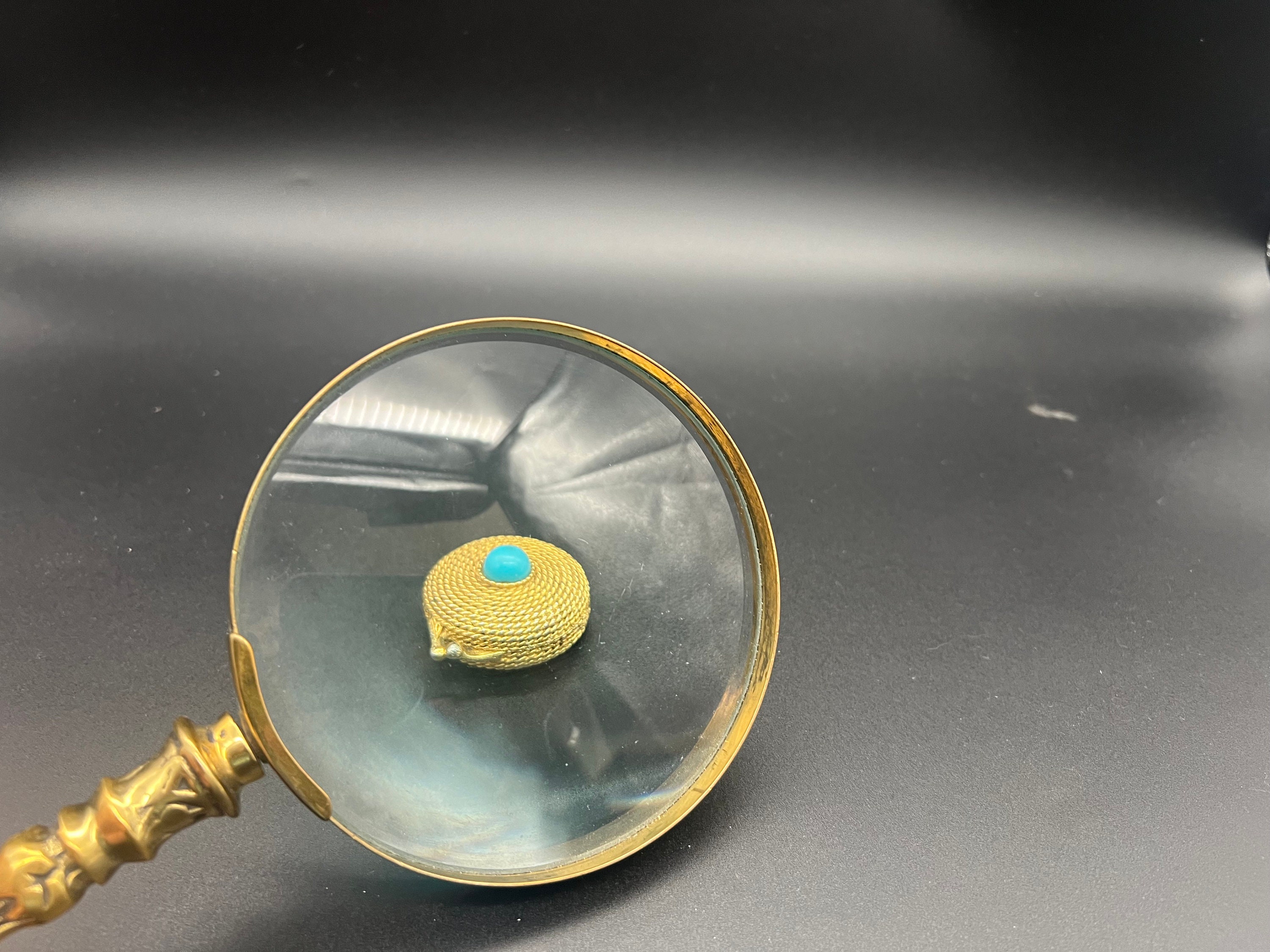 Vintage Brass Magnifying Glass Blue Glass - Etsy