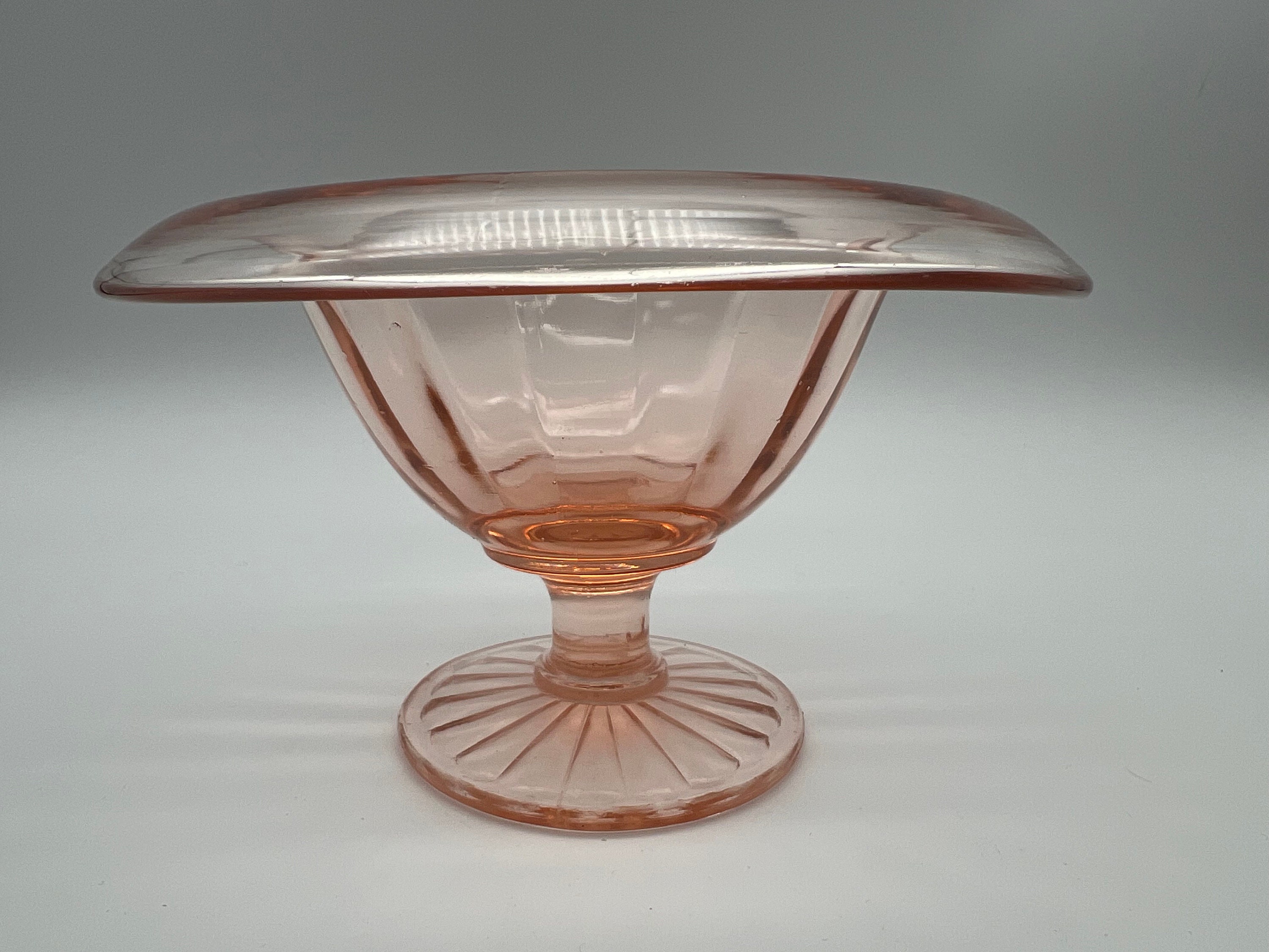 Vintage Pink Depression Glass Compote Dish - Etsy