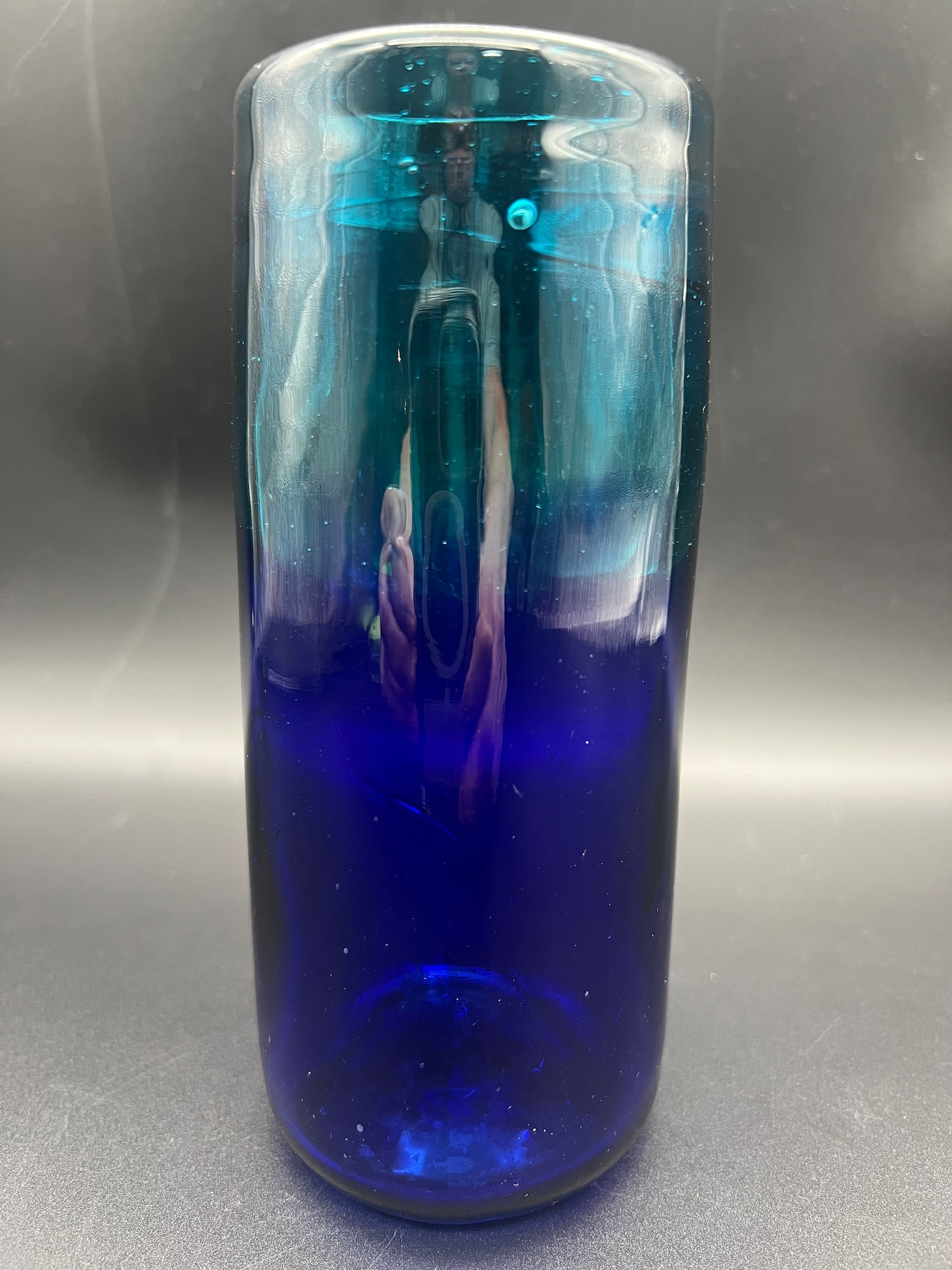 Vintage Dual Color Blue Vase Hand Blown - Etsy