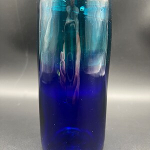 Vintage Dual Color Blue Vase Hand Blown - Etsy