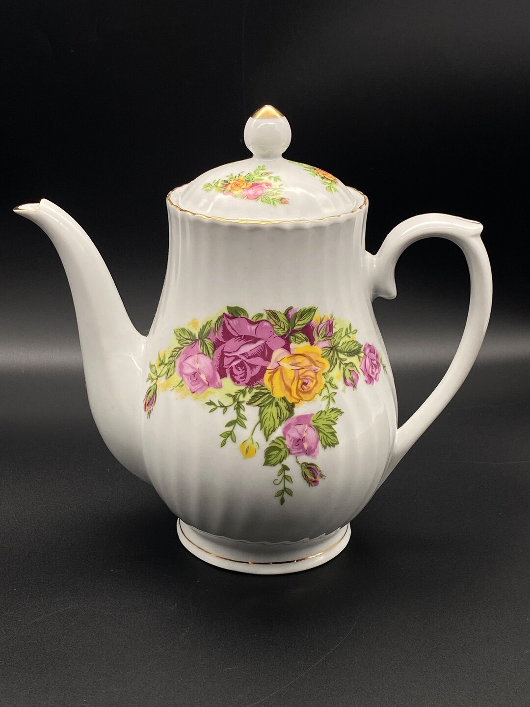 Vintage Regent China English Rose Teapot - Etsy