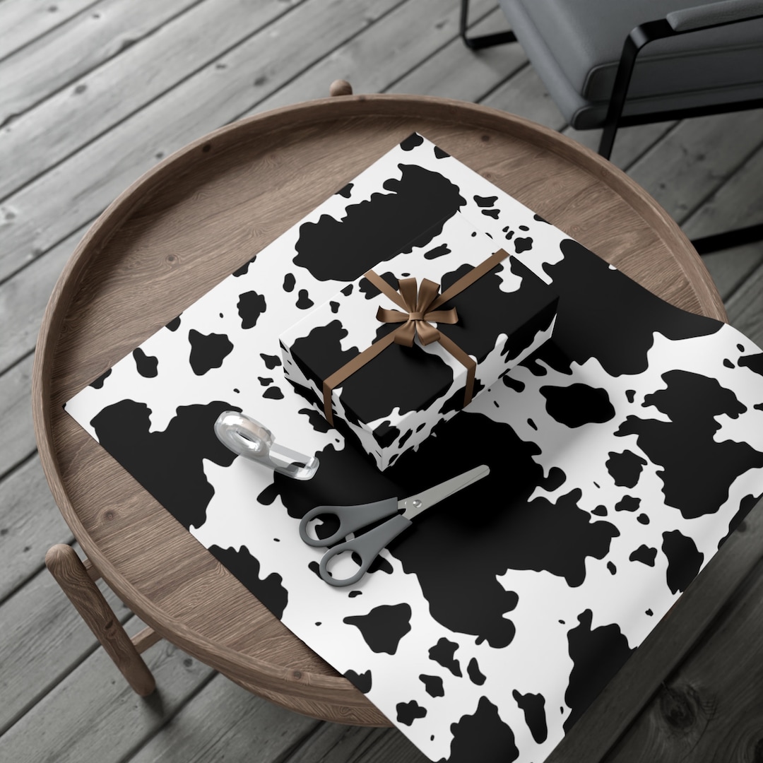 Cow Print Wrapping Paper Black and White Gift Wrap - Etsy
