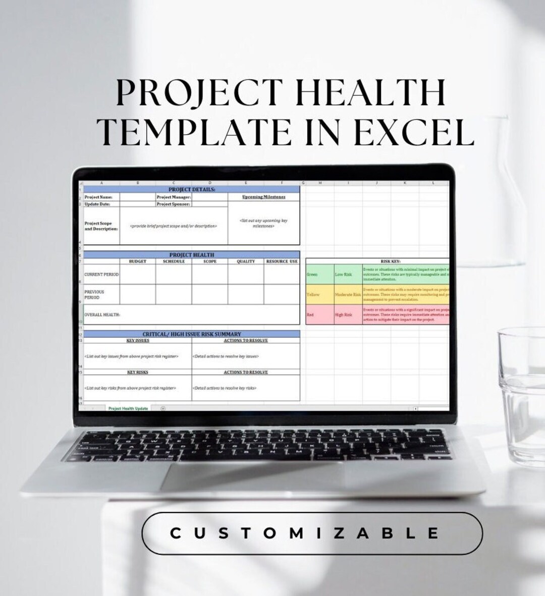 Project Health Update Template in Microsoft Excel - Etsy