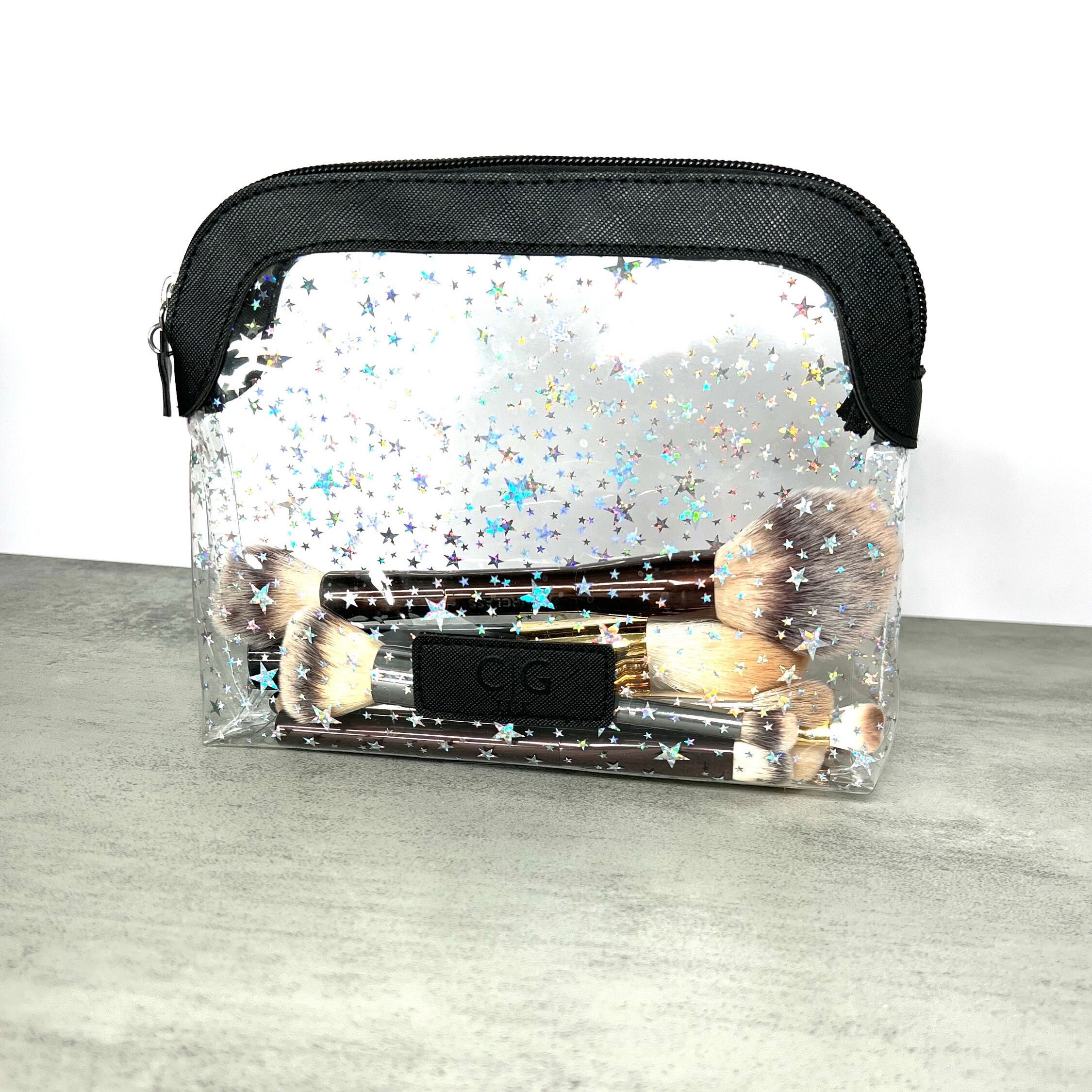 Clear Large Makeup Bag, Star Makeup Bag, Clear Star Bag, Large Zippered ...