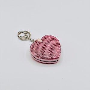 Pink Rhinestone Heart, Mirror Heart Keychain, Mini Mirror, Mini Double ...