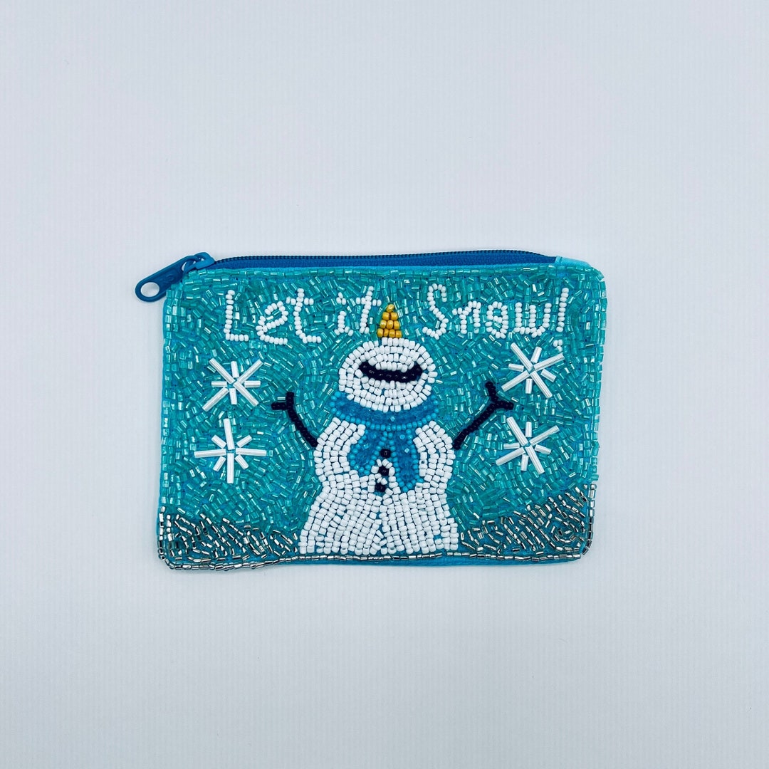 Winter Snowman Bag, Snowman Bag Seed Purs, Beaded Coin Purse, Small ...