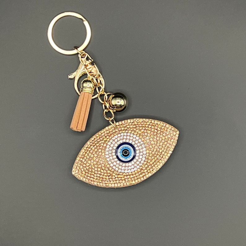 Gold or Silver Rhinestone Evil Eye Keychain, Good Luck Charm ...