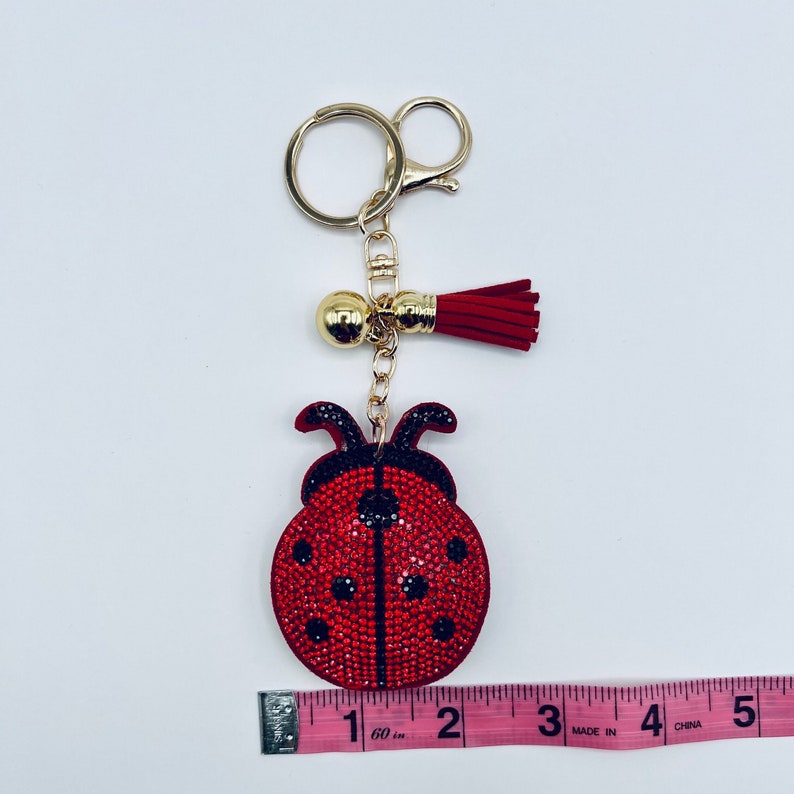 Rhinestone Ladybug Keychain, Red Ladybug Keychain, Rhinestone Keychain ...