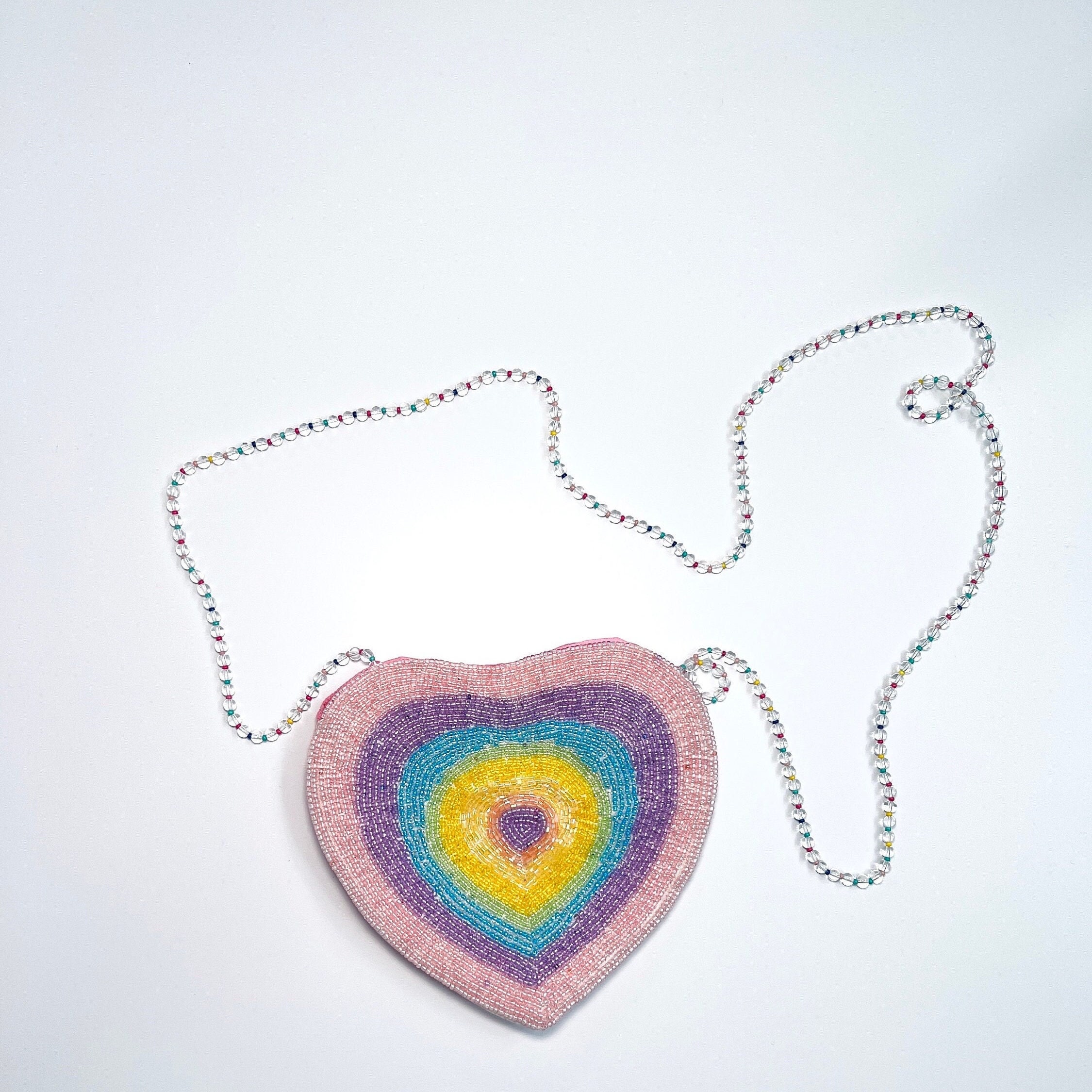 Mini Beaded Heart Bag, Mini Heart Bag, Heart Beaded Purse, Kids Heart ...