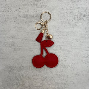 Rhinestone Cherry Keychain, Fruit Keychain, Red Cherries, Cute Keychain ...