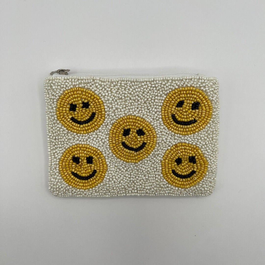 Seed Bead Yellow Smiley Face Pouch Beaded Coin Purse Mini - Etsy