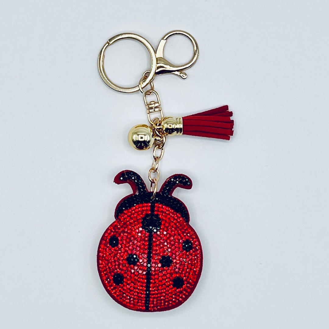 Rhinestone Ladybug Keychain, Red Ladybug Keychain, Rhinestone Keychain ...