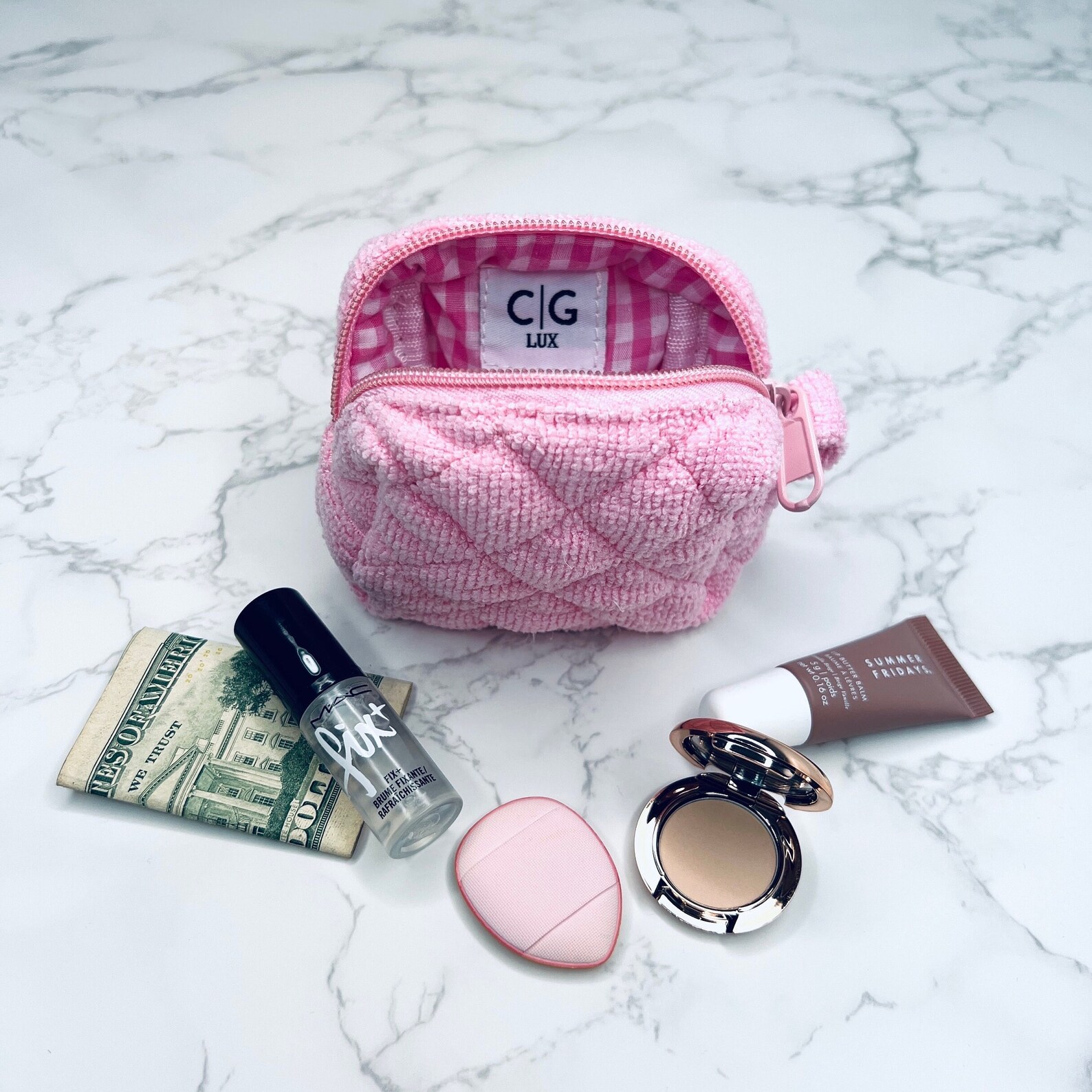 Pink Mini Bag, Pink Quilted Bag, Keychain Bag, Bag Pouch, Pink Bag ...