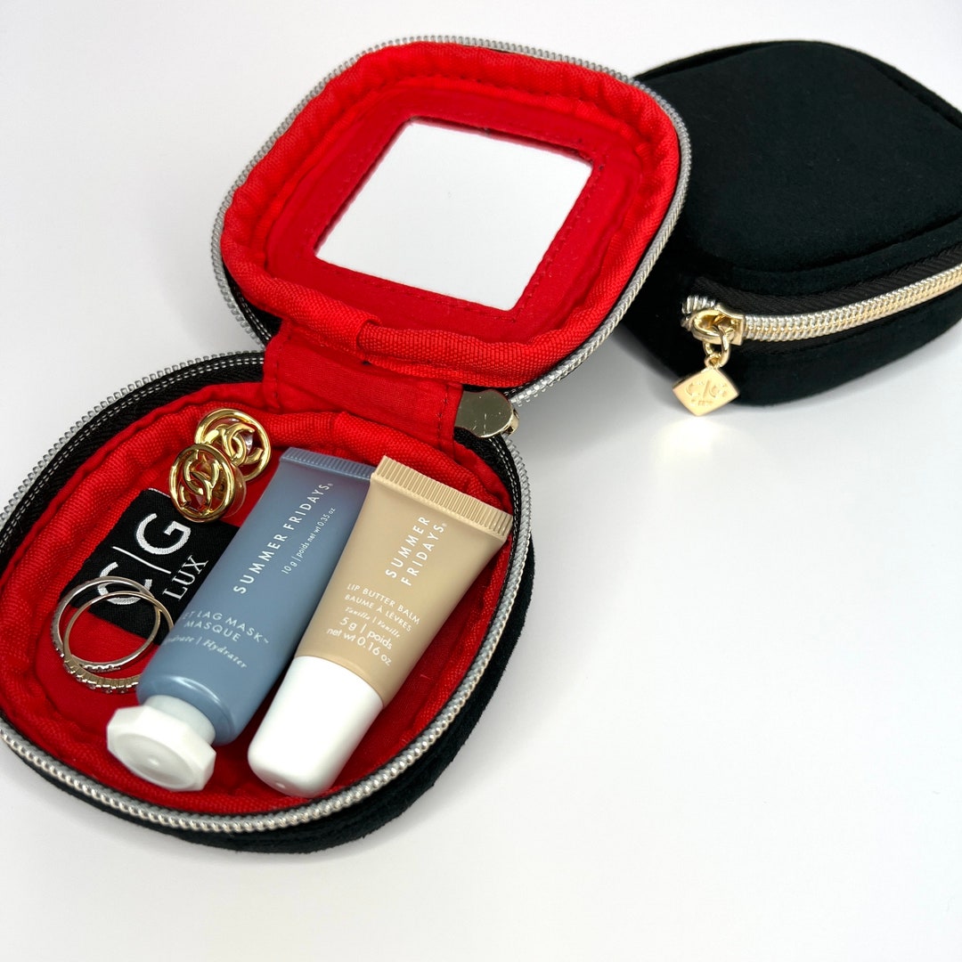 Mini Velvet Makeup Bag, Mirrored Compact, Mini Makeup Bag, Travel Bag ...