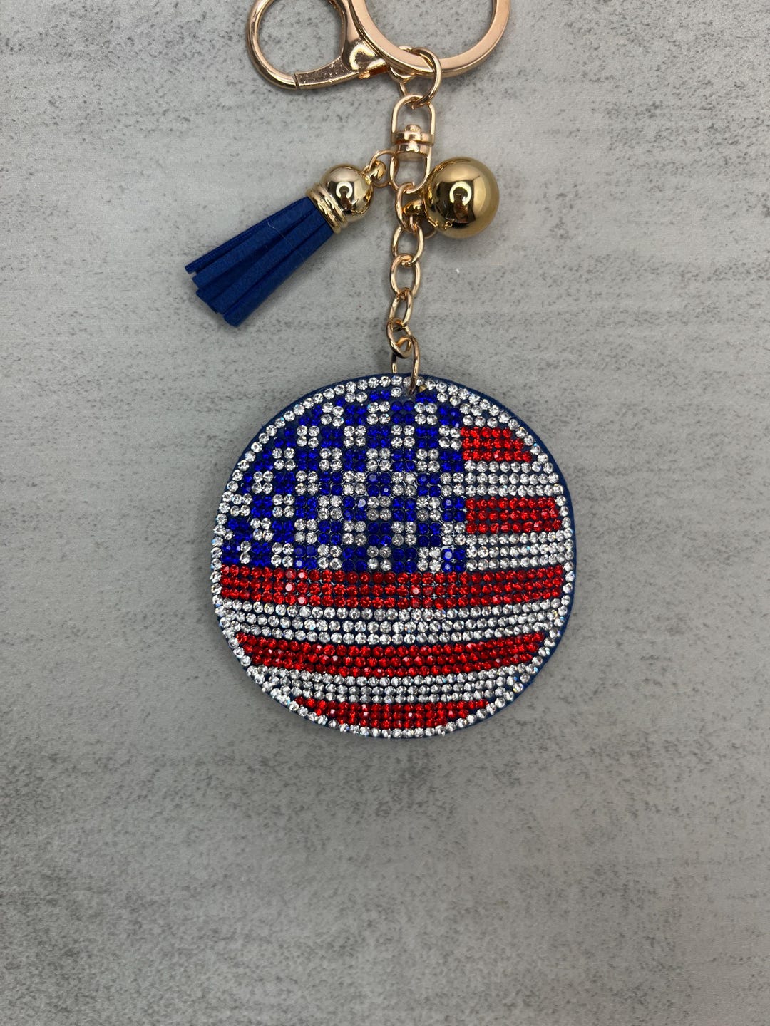 American Flag, USA Keychain, Flag Keychain, USA, USA Rhinestone ...