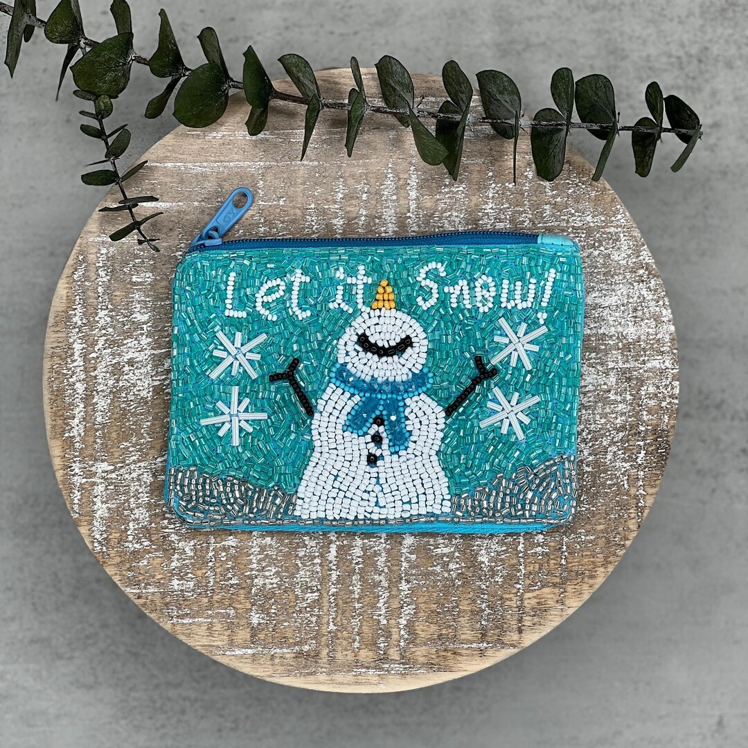 Winter Snowman Bag, Snowman Bag Seed Purs, Beaded Coin Purse, Small ...