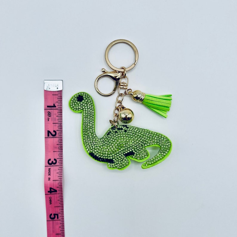 Green Rhinestone Dinosaur Keychain, Dinosaur Keychain, Green Dino Charm ...