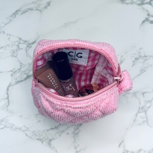 Pink Mini Bag, Pink Quilted Bag, Keychain Bag, Bag Pouch, Pink Bag ...