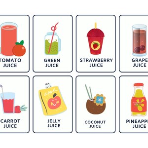 16 Fruit Juice Flashcards, Flash Cards Printable, for Kids Learning ...