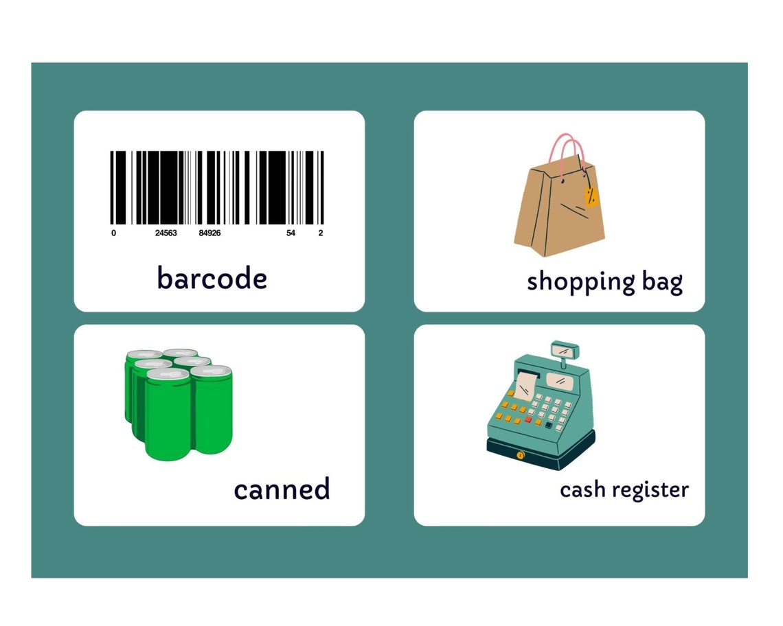 Grocery Store Vocabulary, Grocery Flashcards, Shopping Flashcards ...