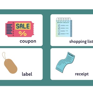 Grocery Store Vocabulary, Grocery Flashcards, Shopping Flashcards ...