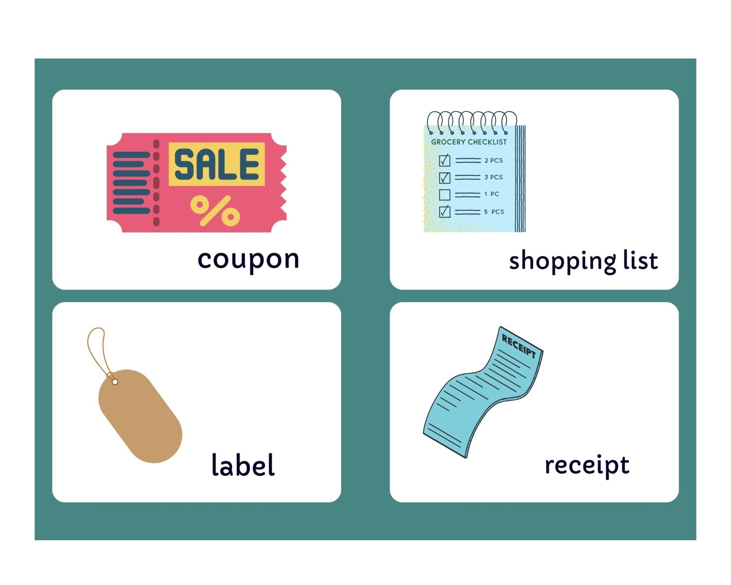 Grocery Store Vocabulary, Grocery Flashcards, Shopping Flashcards ...