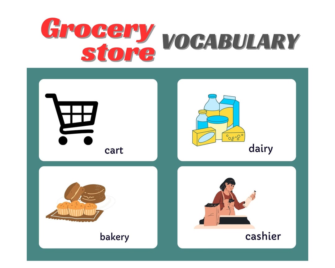 Grocery Store Vocabulary, Grocery Flashcards, Shopping Flashcards ...