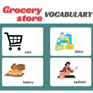 Grocery Store Vocabulary, Grocery Flashcards, Shopping Flashcards ...