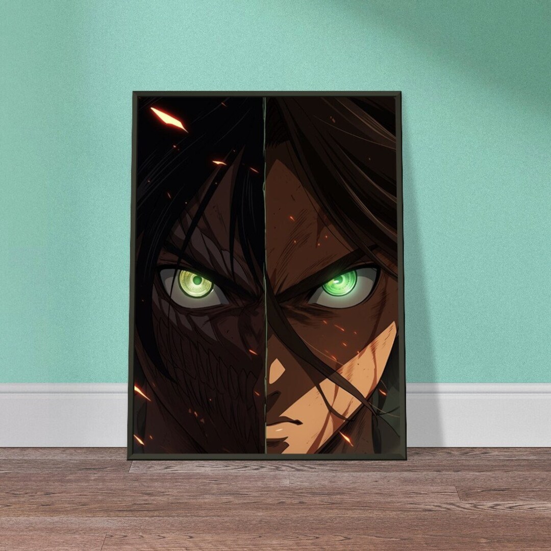 Eren Yeager Attack Titan AOT Poster Canvas Frame Gift Him Her - Etsy