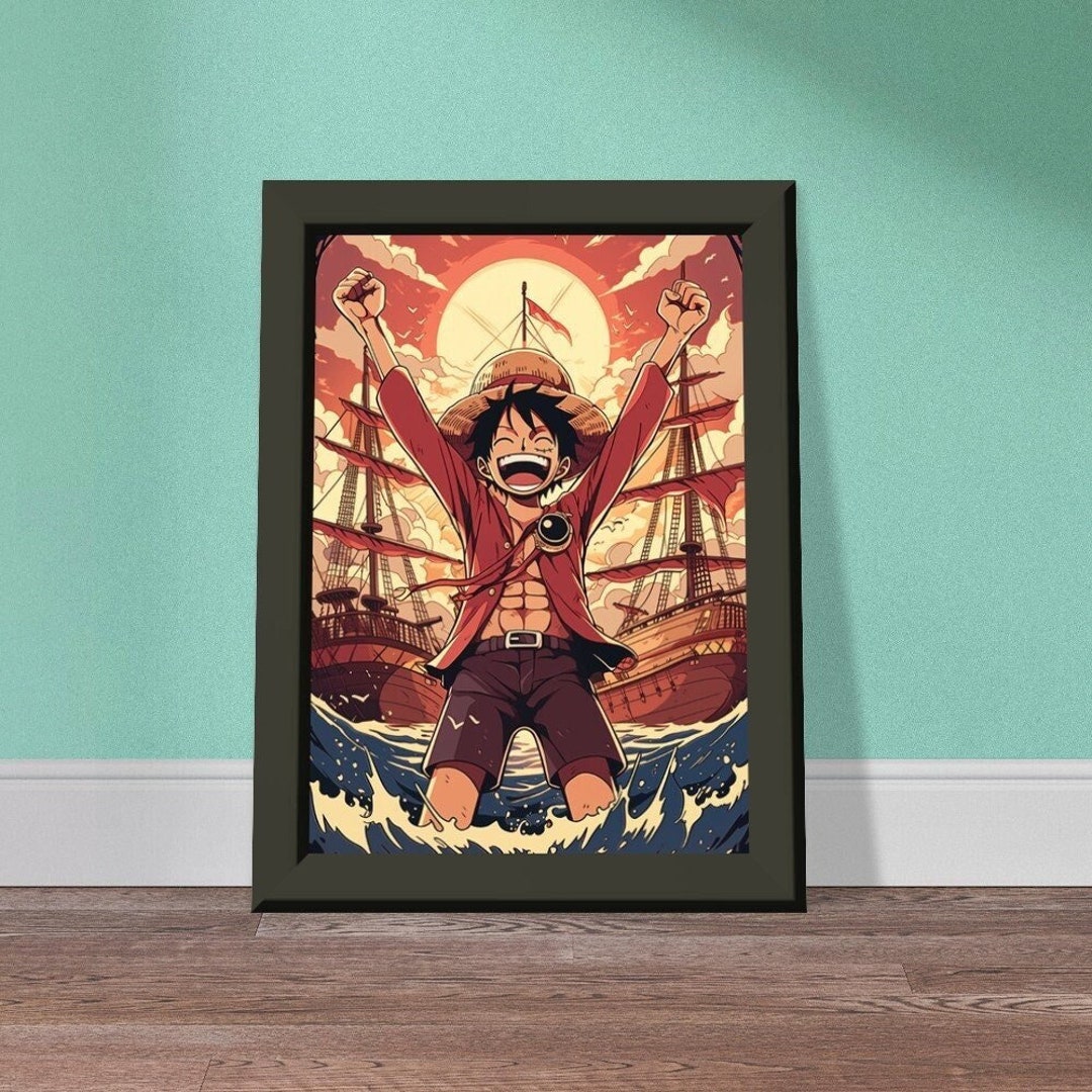 Luffy One Piece Straw Set Sail Custom Anime Poster Canvas Frame Gift ...