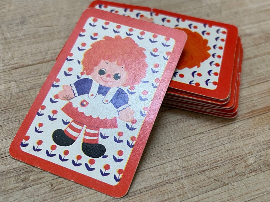 1970s Raggedy Ann Tiny Playing Cards 2 1/2h X 1 5/8w by the Bobbs ...