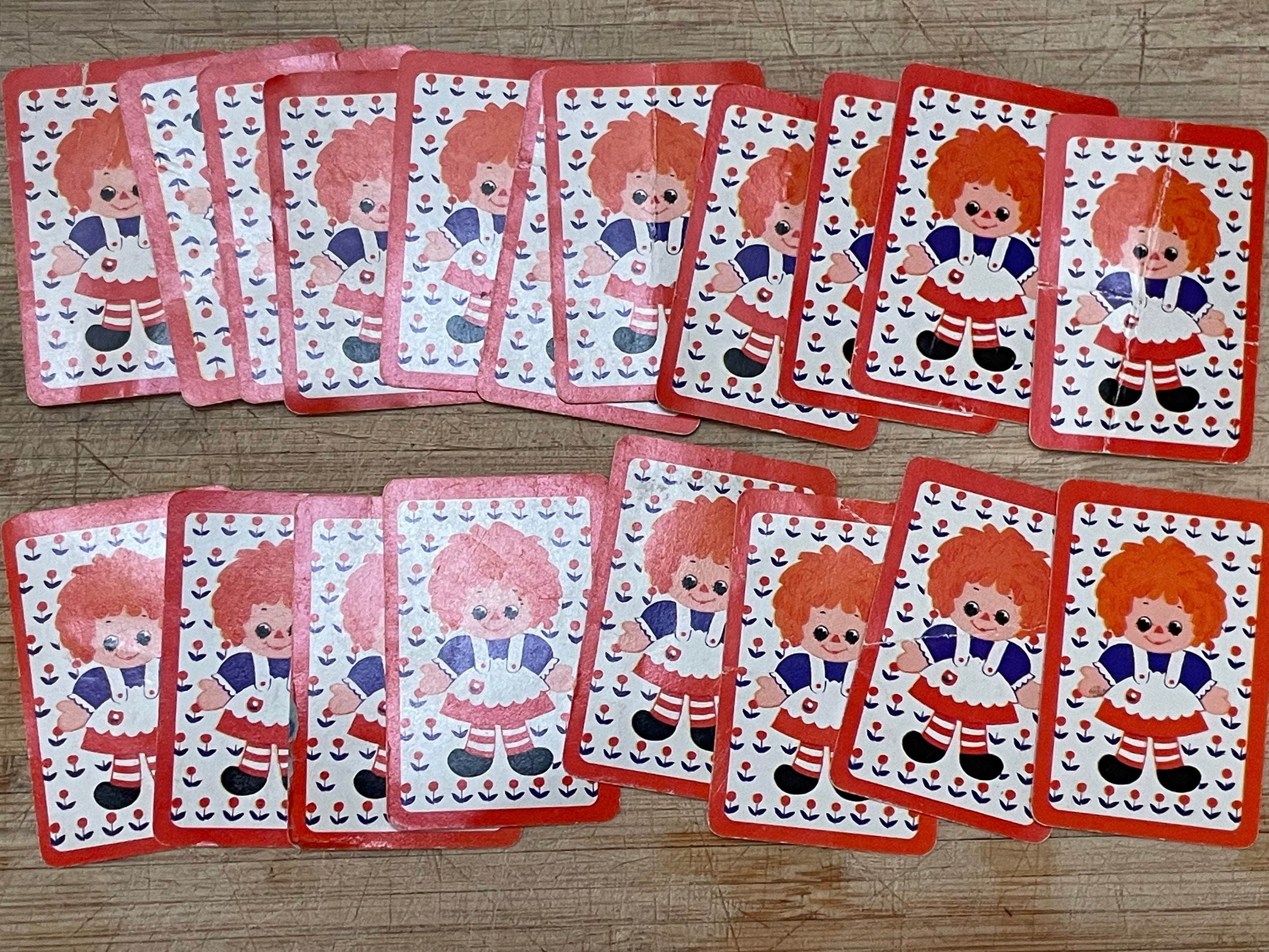 1970s Raggedy Ann Tiny Playing Cards 2 1/2h X 1 5/8w by the Bobbs ...