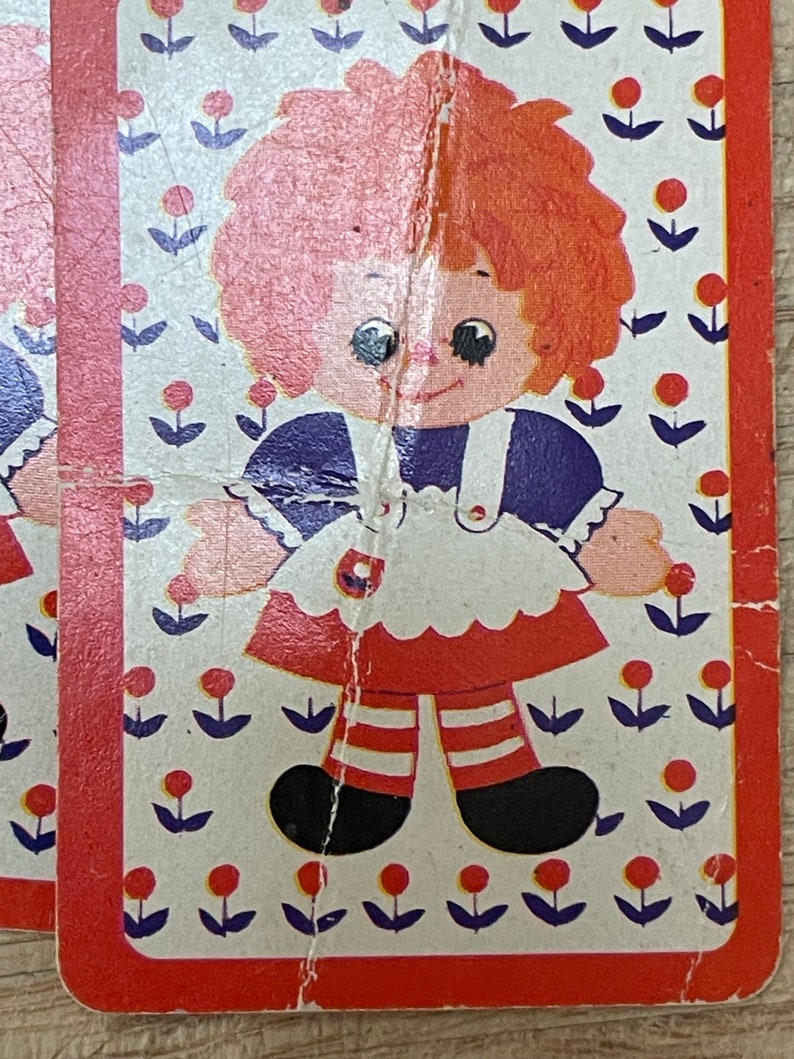 1970s Raggedy Ann Tiny Playing Cards 2 1/2h X 1 5/8w by the Bobbs ...