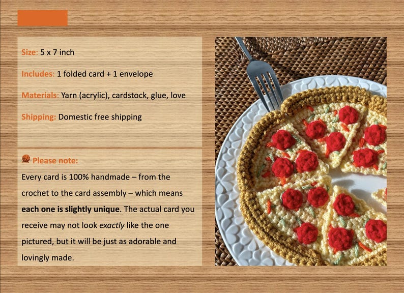 Crochet Pizza Greeting Card: Funny Handmade Anniversary Note - Etsy