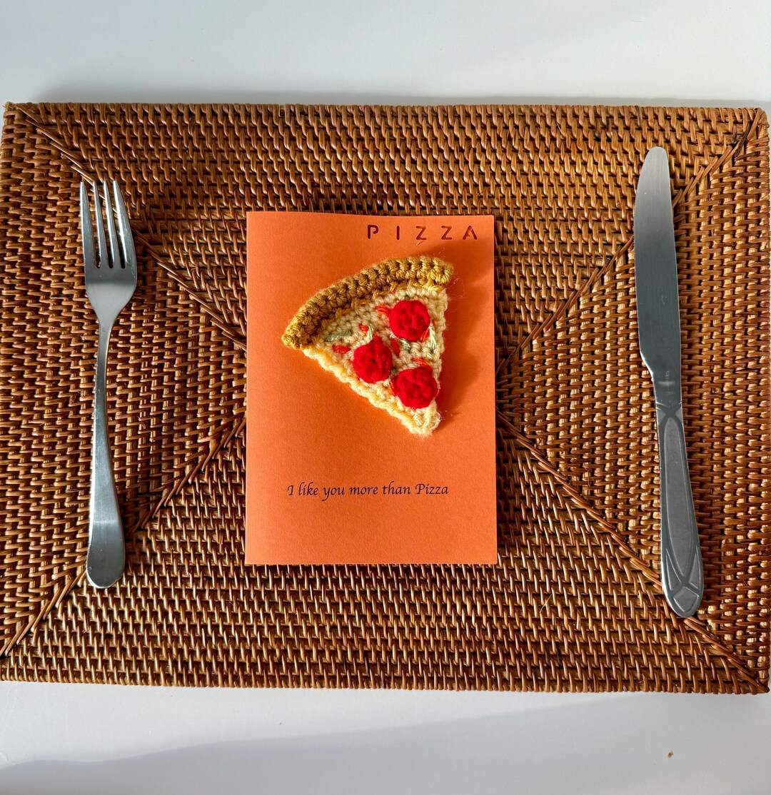 Crochet Pizza Greeting Card: Funny Handmade Anniversary Note - Etsy