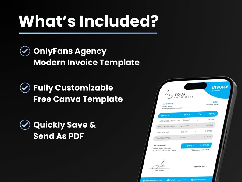 Onlyfans Agency Invoice | Bill Onlyfans Models With This Customizable ...