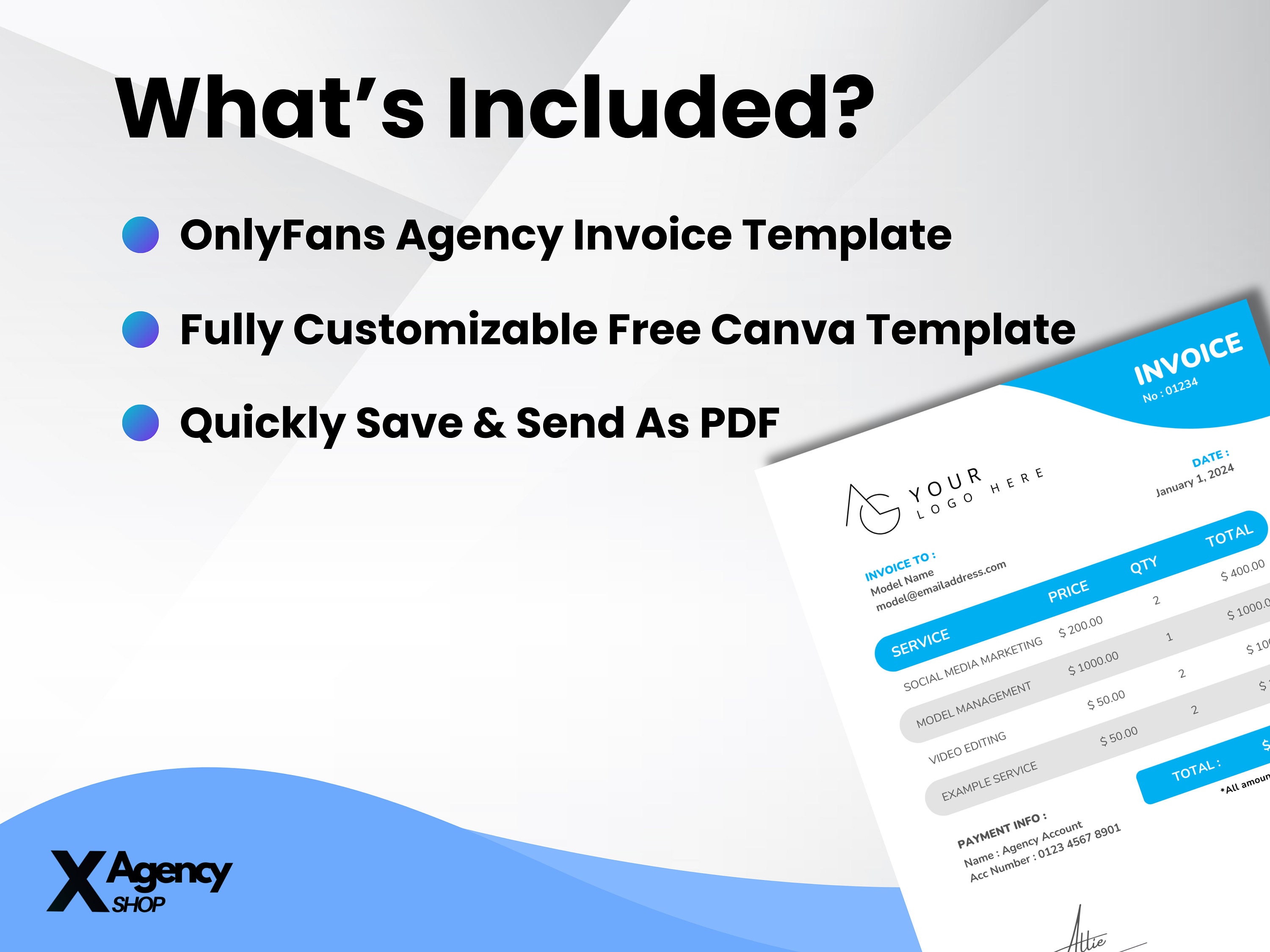 Onlyfans Agency Invoice Bill Onlyfans Models With This - Etsy