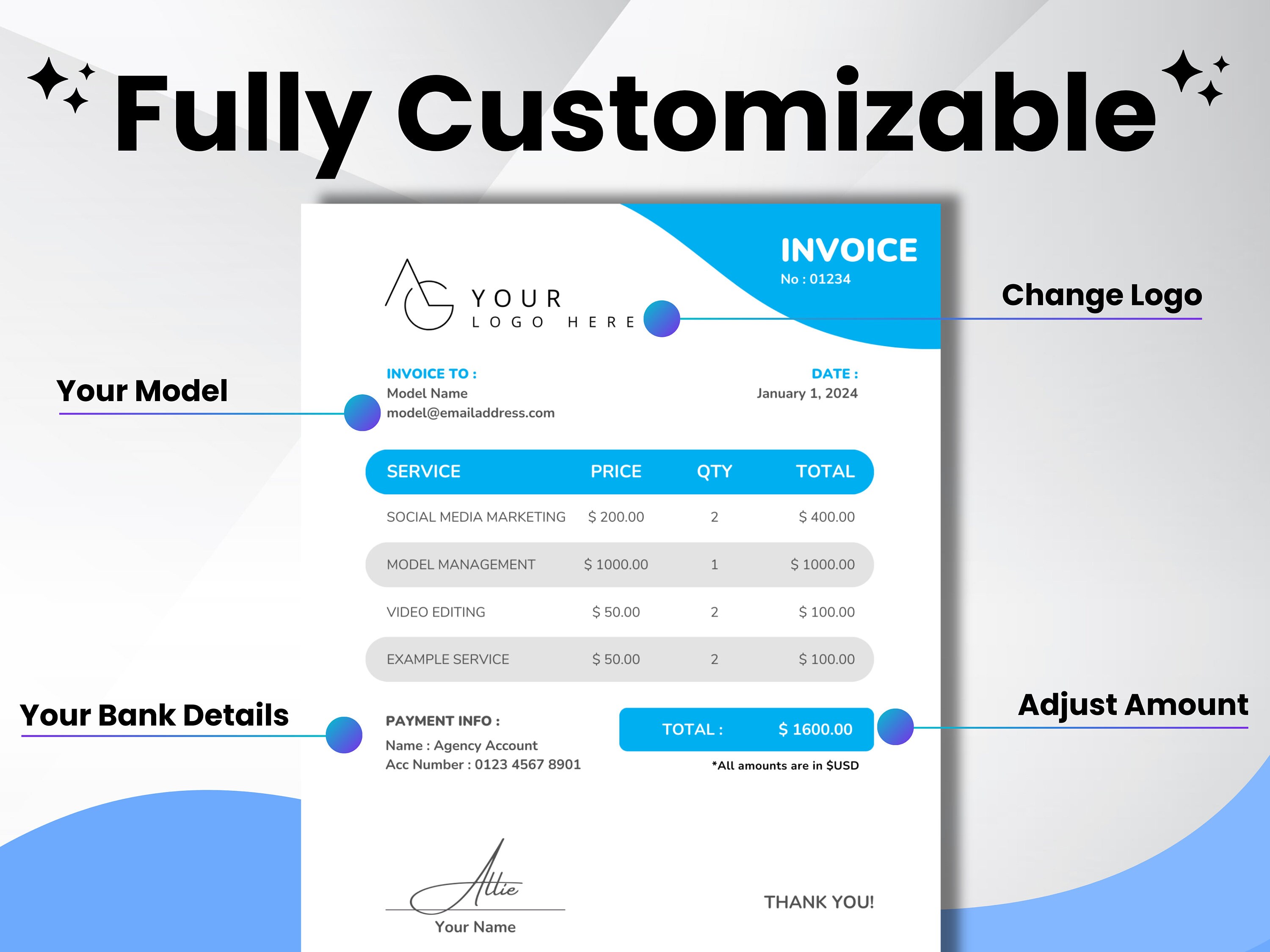 Onlyfans Agency Invoice Bill Onlyfans Models With This - Etsy