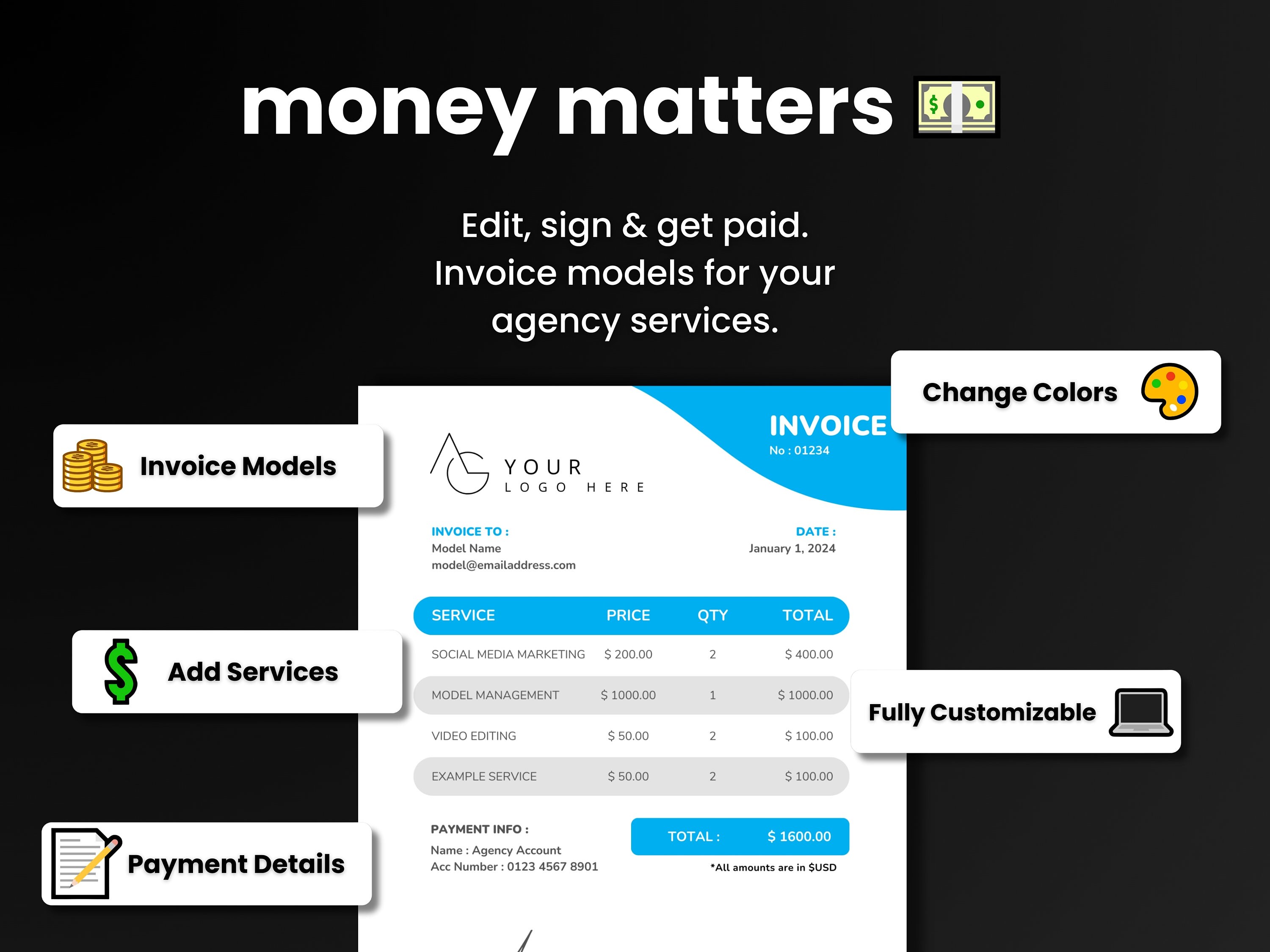Onlyfans Agency Invoice | Bill Onlyfans Models With This Customizable ...