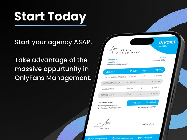 Onlyfans Agency Invoice | Bill Onlyfans Models With This Customizable ...