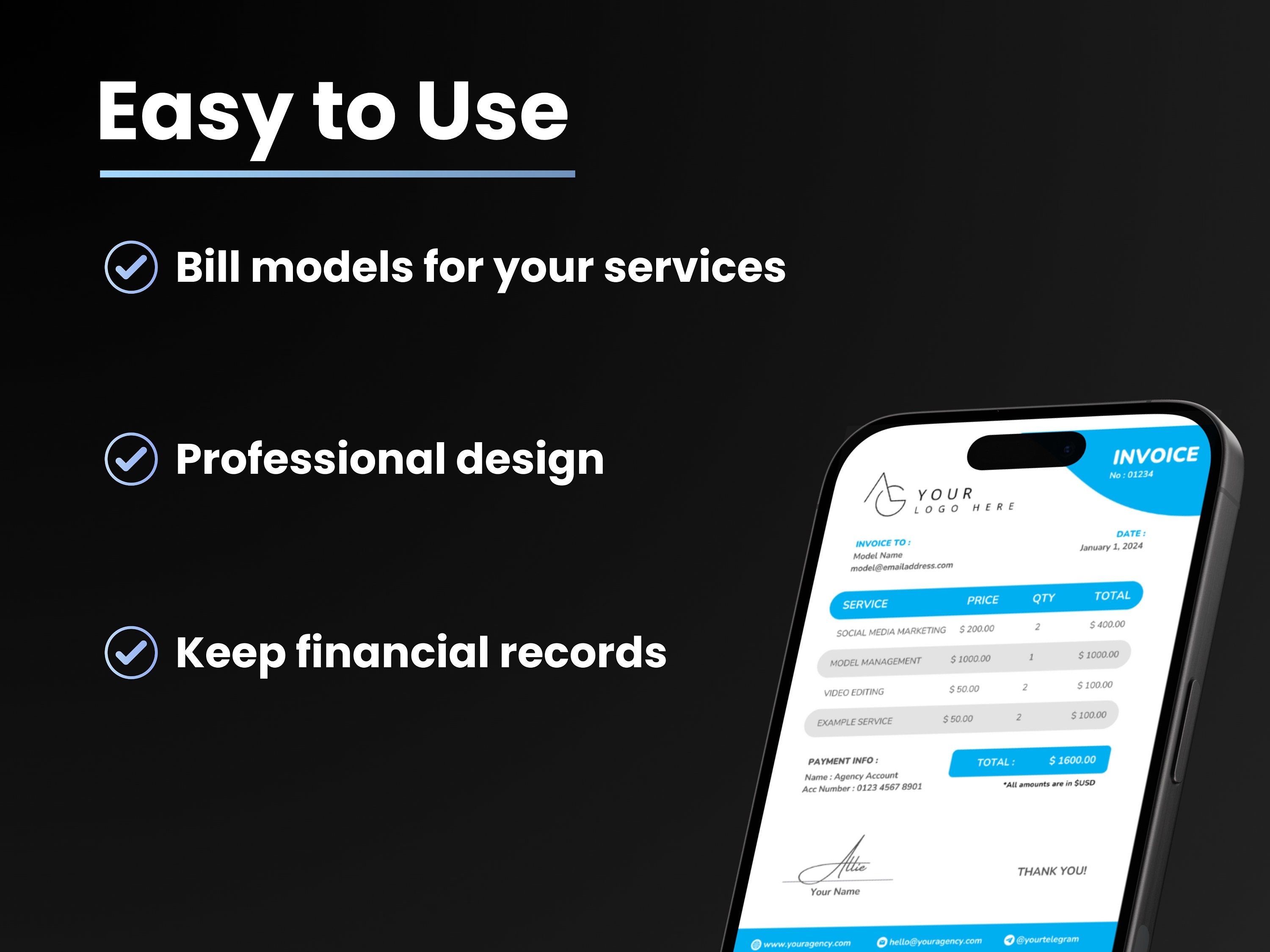 Onlyfans Agency Invoice | Bill Onlyfans Models With This Customizable ...