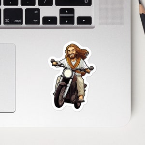 Jesus Christ on a Motorbike Sticker - Etsy
