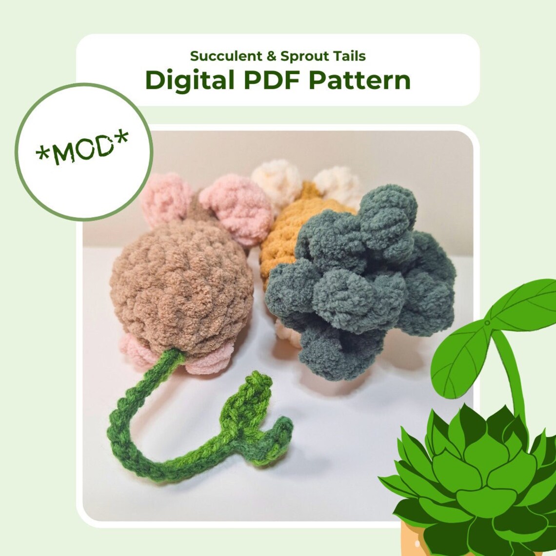 MOD Succulent & Spout Tails Digital Crochet Pattern - Etsy